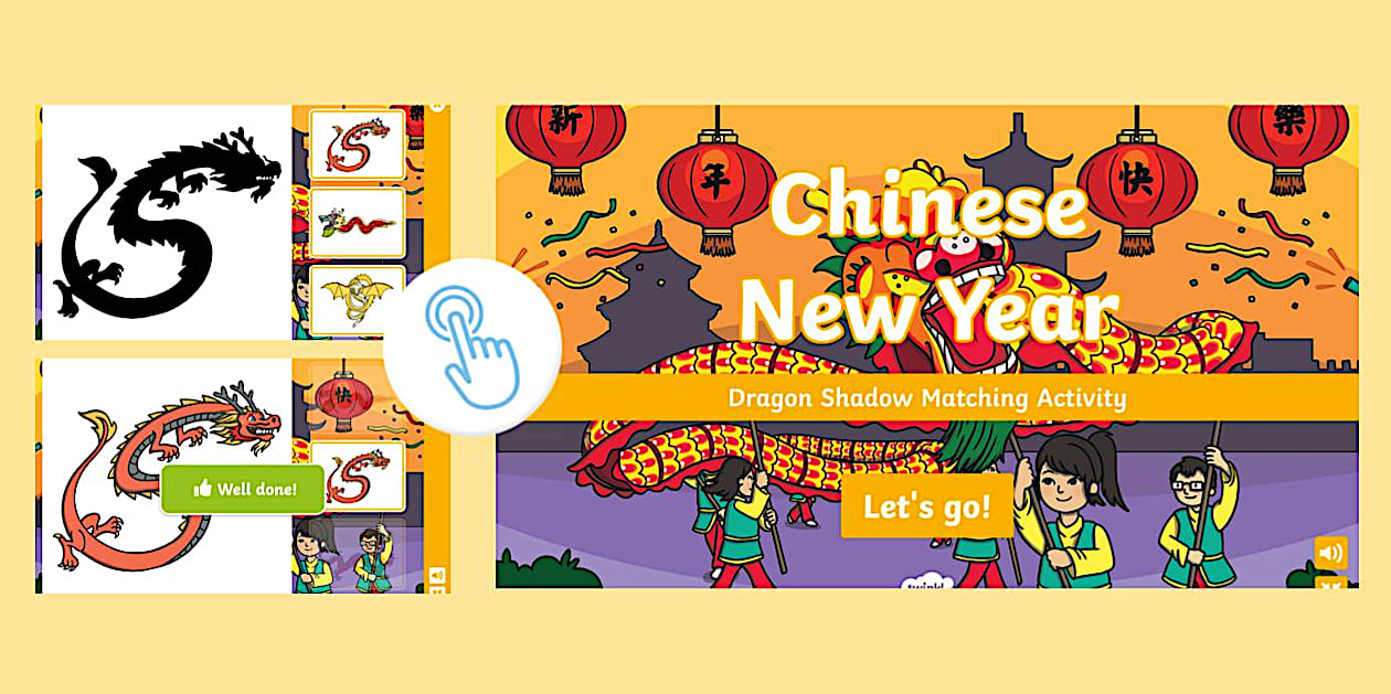 Chinese New Year Dragon Silhouette Matching Game | Twinkl