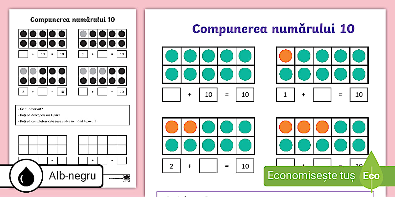 Compunerea numărului 10 – Fișă de lucru - Twinkl