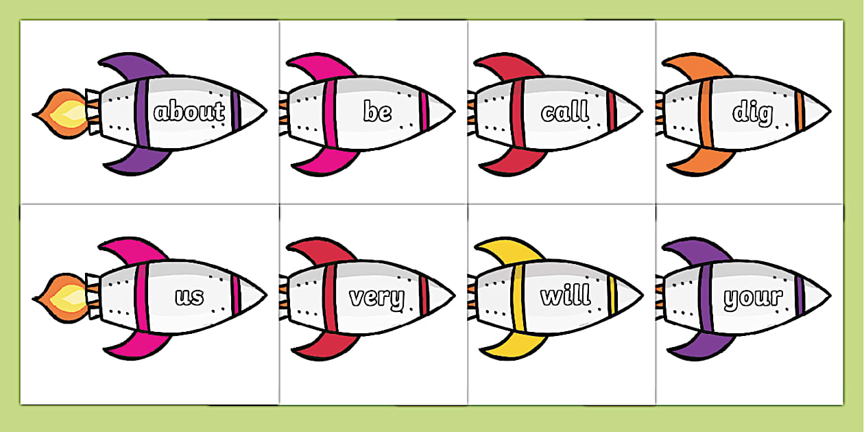 KS1 Keywords on Rockets (Multicolour) (Hecho por educadores)
