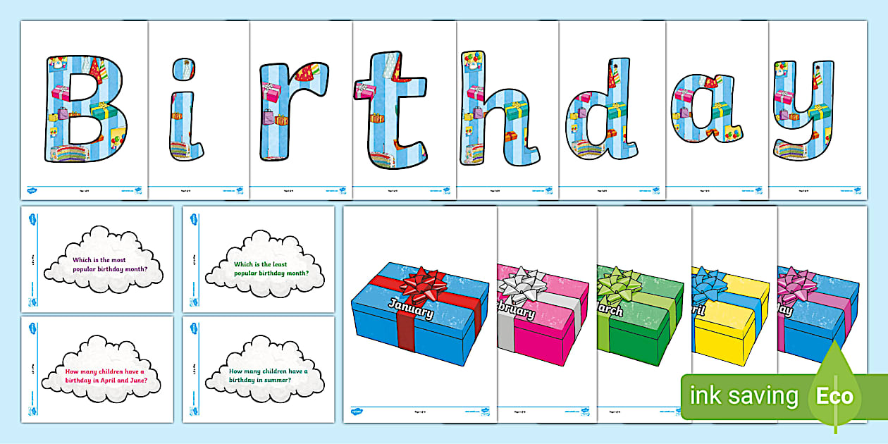 👉 Present Themed Birthday Maths Graph Display Pack