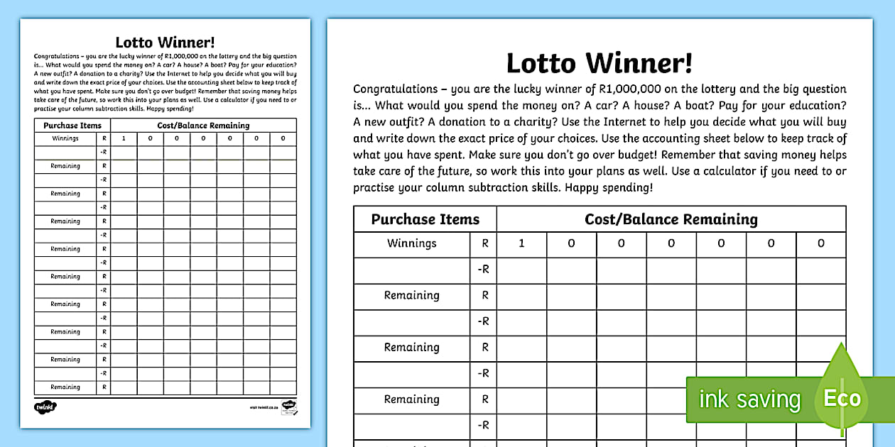 Lotto Winner Activity (teacher made) - Twinkl