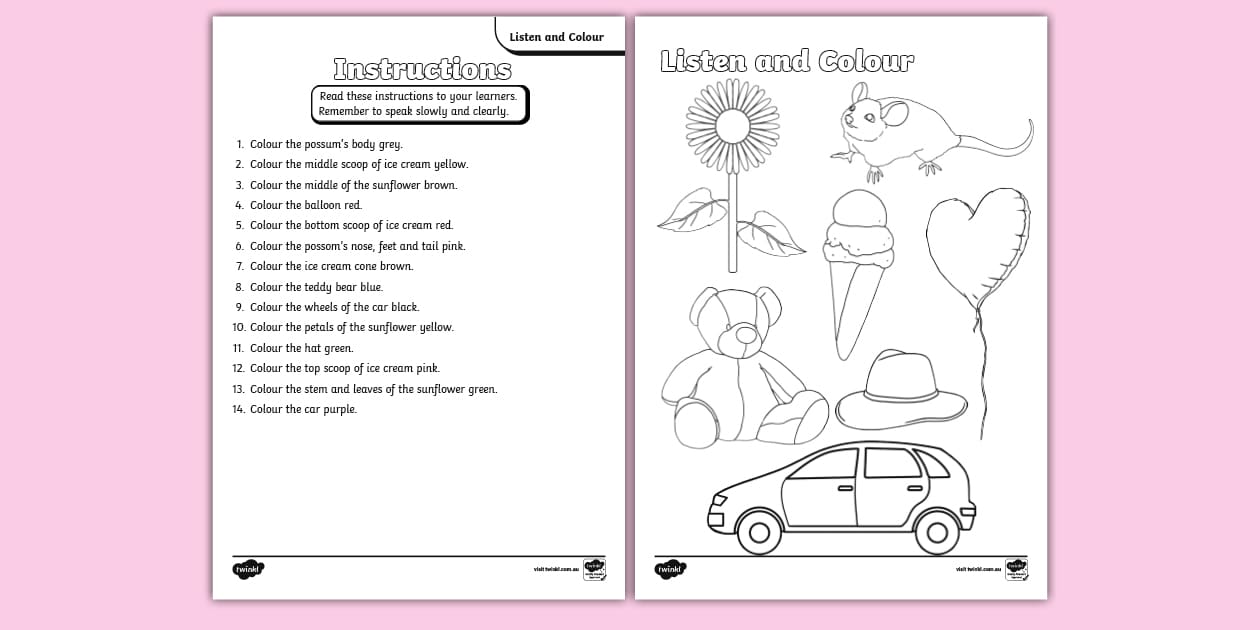 Listen and Colour Worksheet