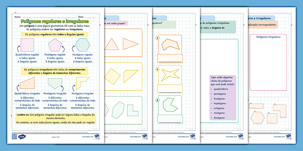 Polígonos regulares e irregulares - Guia de trabalho