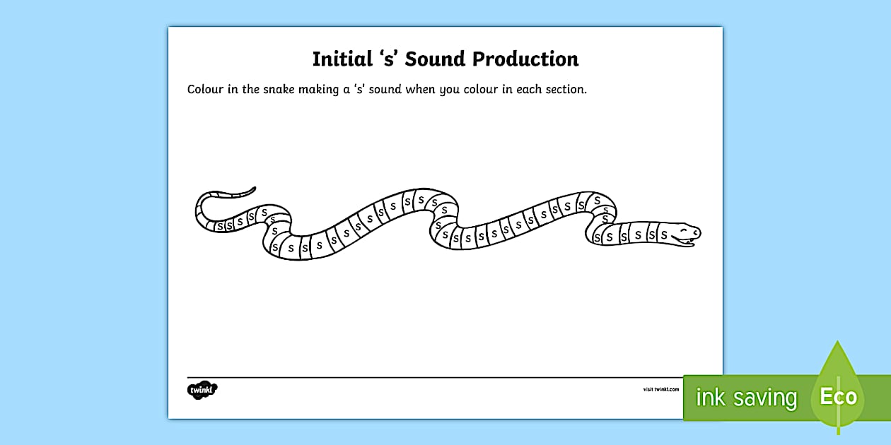 Cursive s Sound Production Snake Colouring Sheet Letters