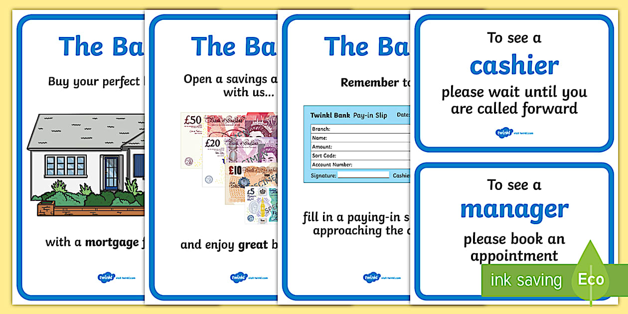 Bank Role Play Posters (teacher made) - Twinkl