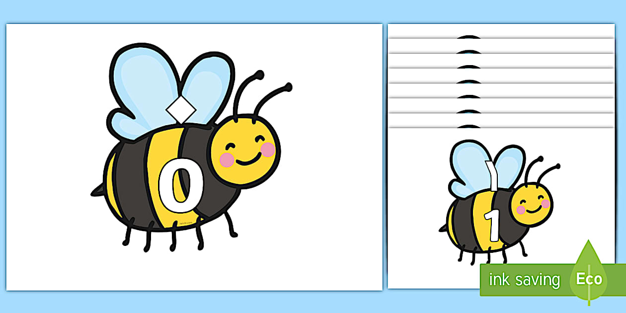 Numbers 0 20 on Bees Posters - Arabic/English (teacher made)