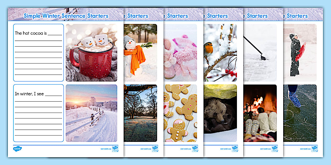Simple Winter Sentence Starters Writing Prompts With Photos