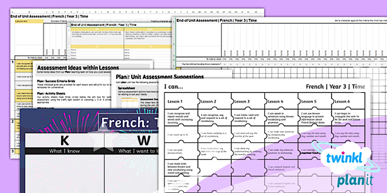 French: Time Year 3 Assessment Pack - Twinkl