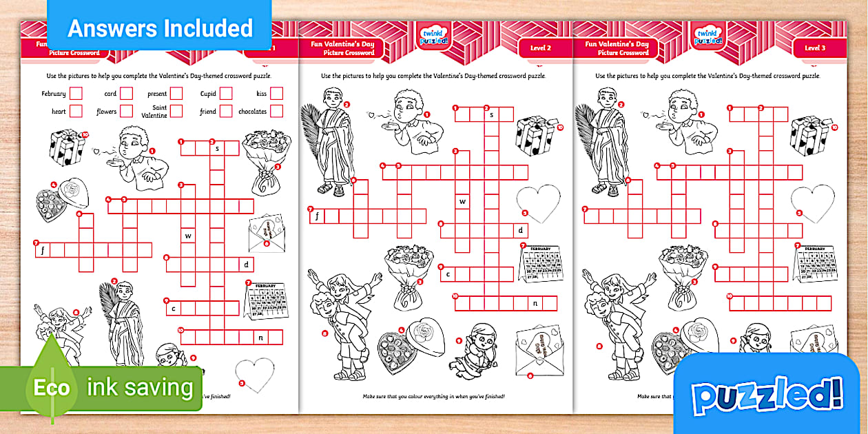 Valentine’s Day crossword - Twinkl Puzzled - kids - Twinkl