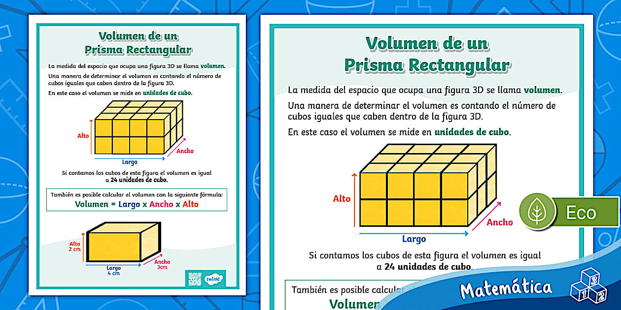 póster prisma volumen rectangular paralelepípedo unidad cubo