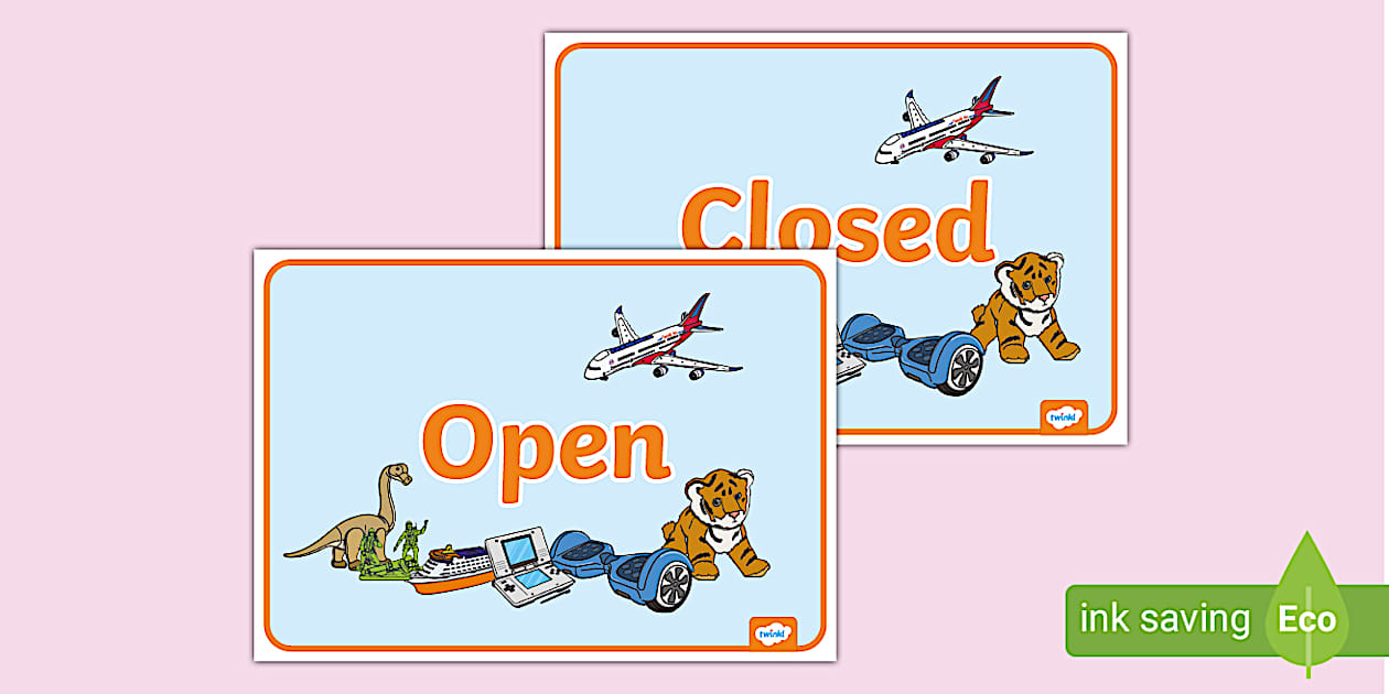 Toy Shop Open and Closed Signs, Toy Shop - Twinkl