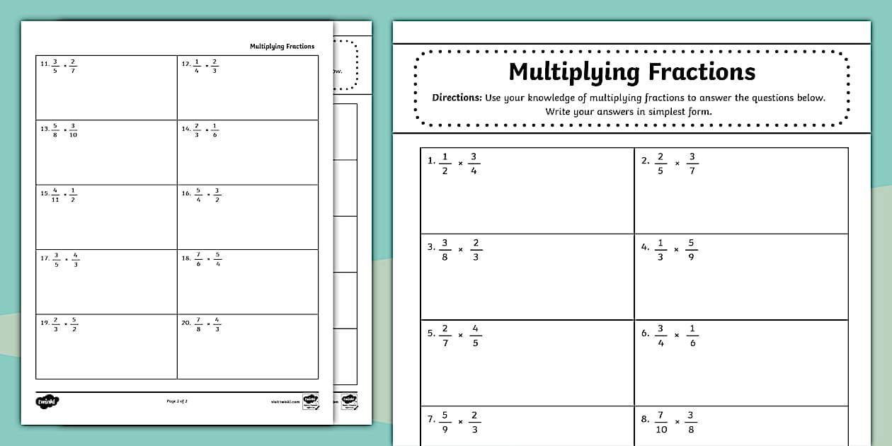 Middle School Skills Multiplying Fractions Intervention