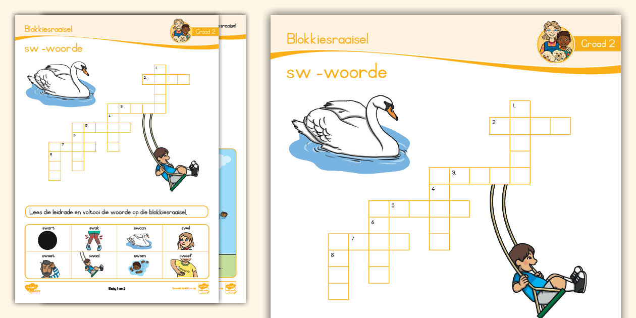 Graad 2 Klanke Blokkiesraaisel sw- (teacher made) - Twinkl