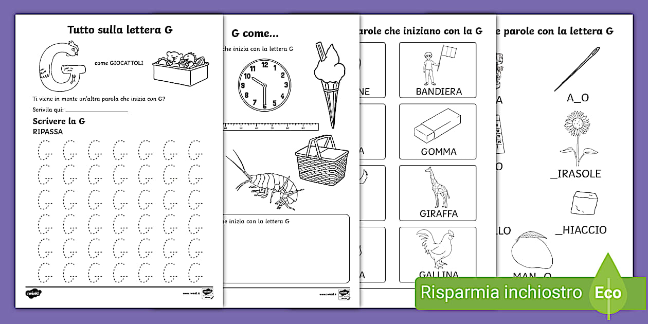 Schede Didattiche sulla Lettera G - Twinkl
