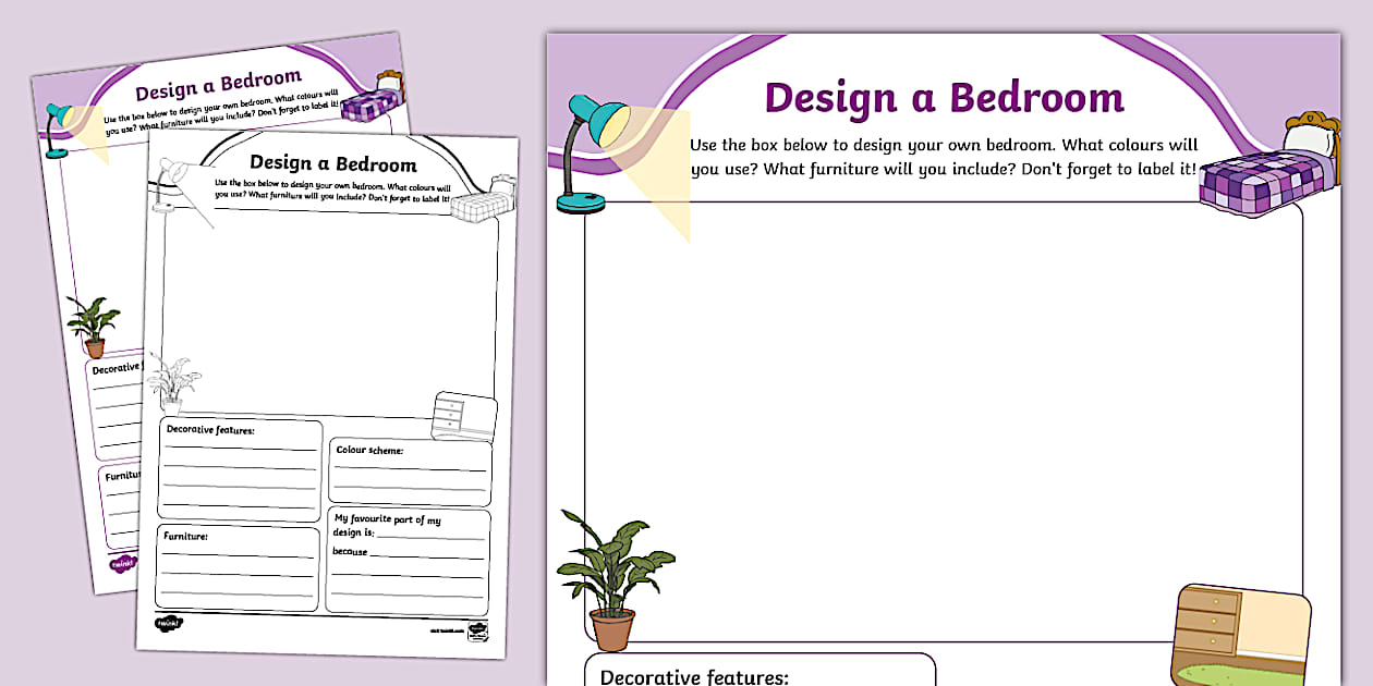Design My New Bedroom Worksheet (teacher made) - Twinkl