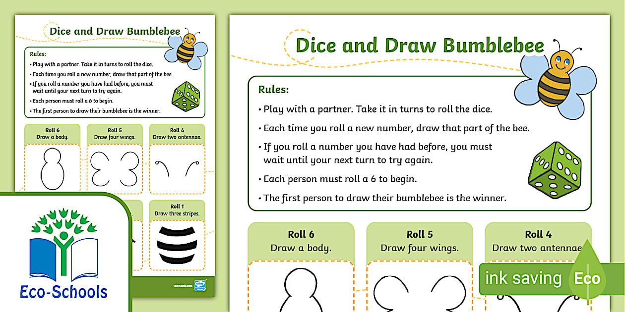 Eco-Schools NI: Dice and Draw Bumblebee (teacher made)