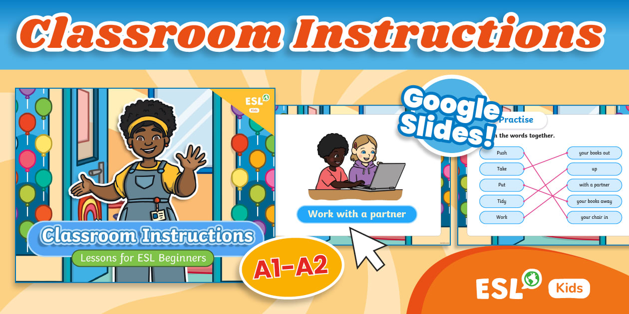 ESL Classroom Instructions Lesson for Kids {A1-A2}