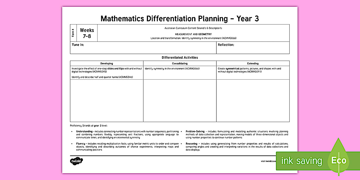 Year 3 Symmetry Mathematics Differentiated Plan - Twinkl