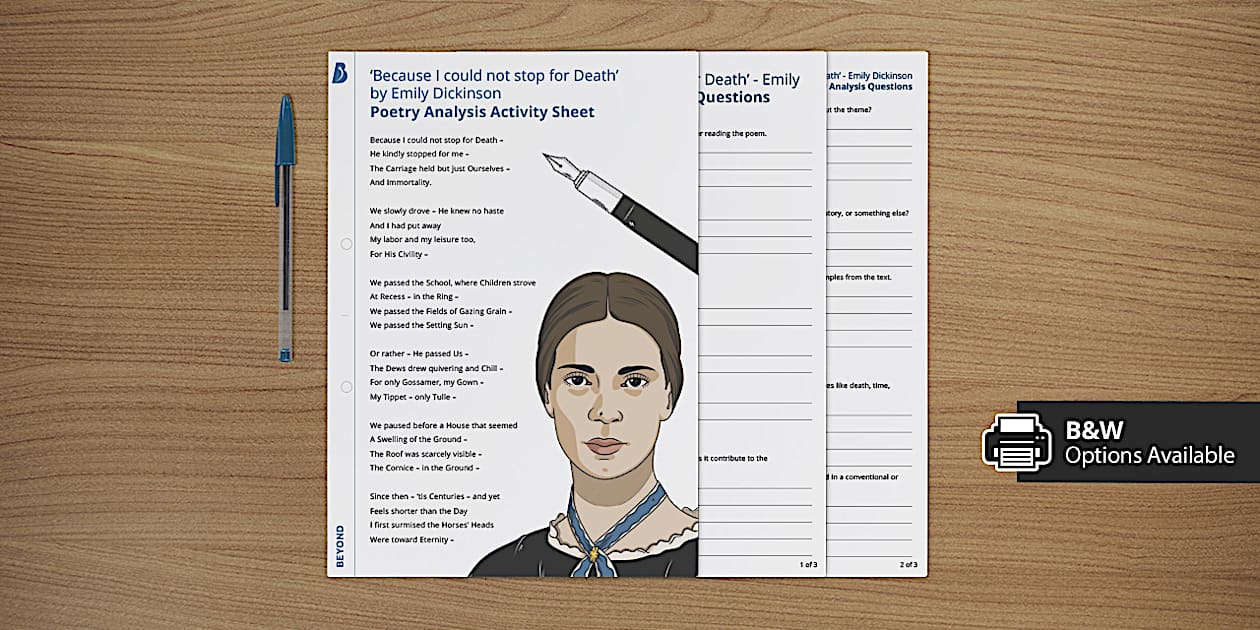 'Because I Could Not Stop For Death' - Emily Dickinson Activity