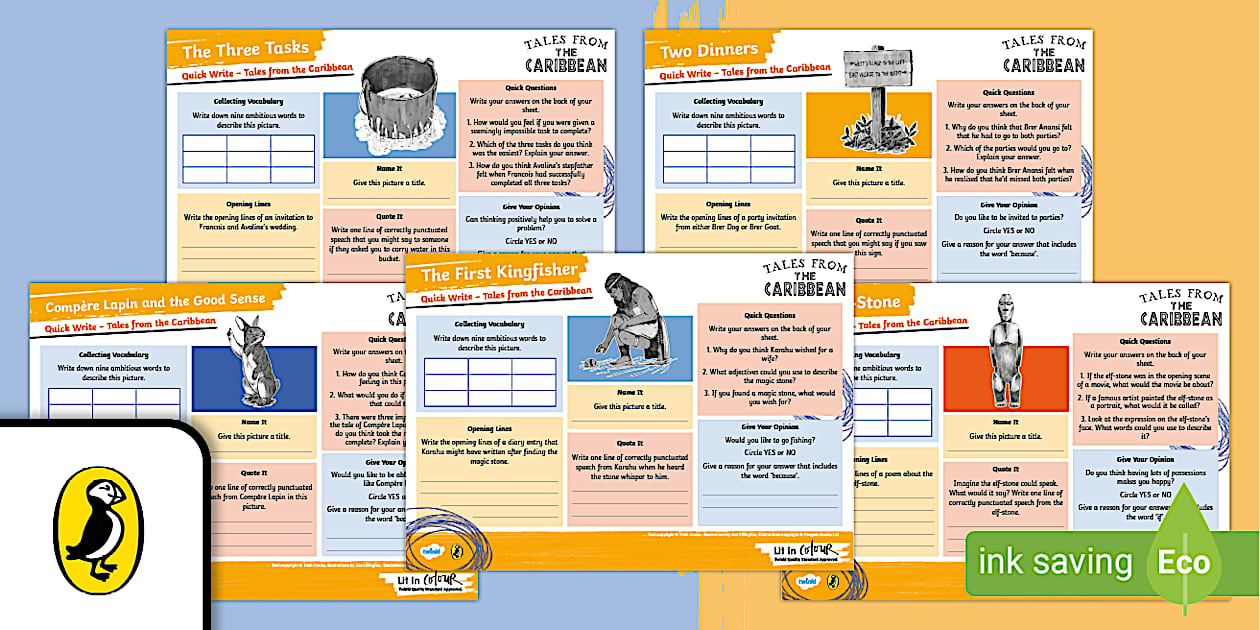 FREE! - Tales from the Caribbean: English Quick Write Activity Mat