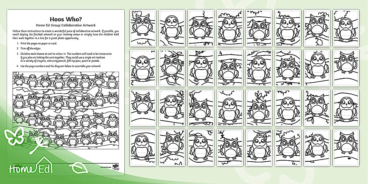 Whoos Who Home Ed Group Collaborative Artwork (teacher made)