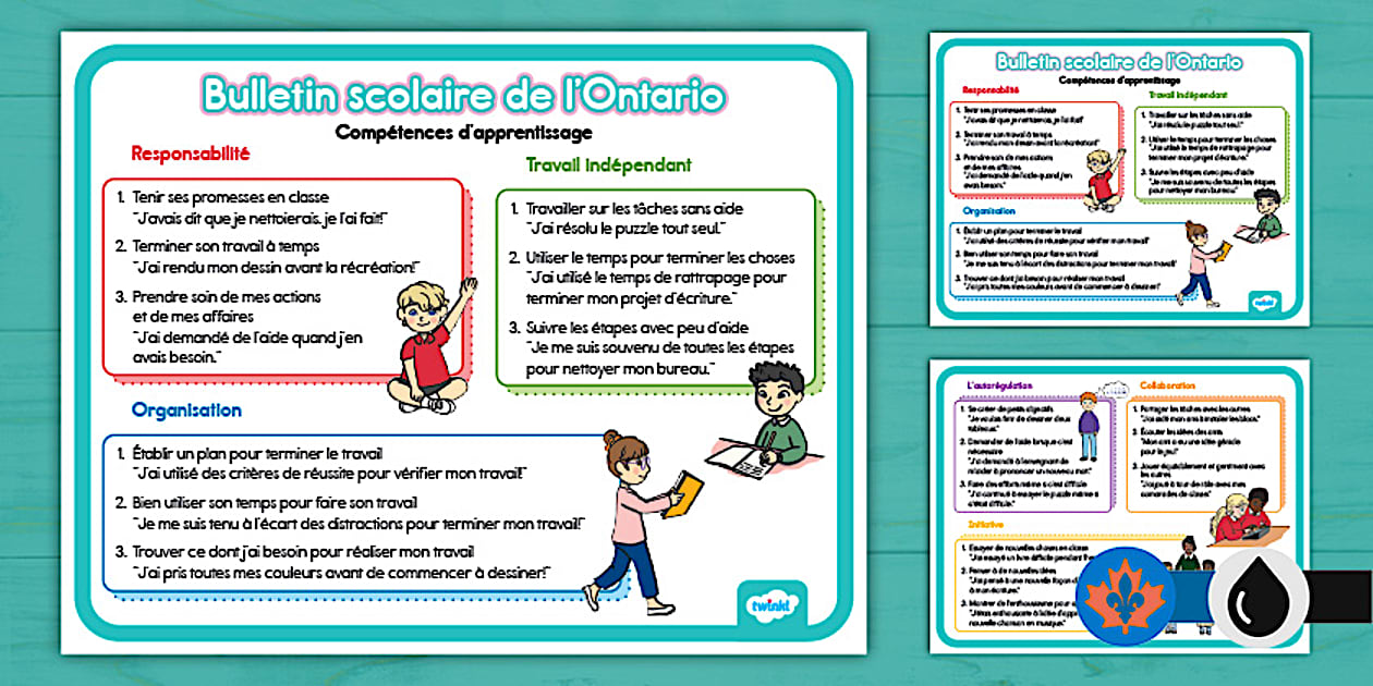 Ontario Learning Skills Primary Poster French (teacher made)