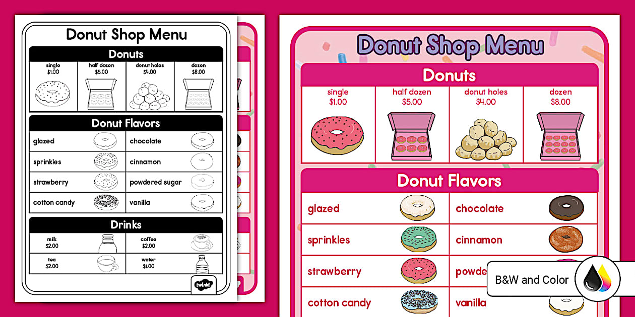 Donut Shop Dramatic Play Menu Sign (teacher made) - Twinkl