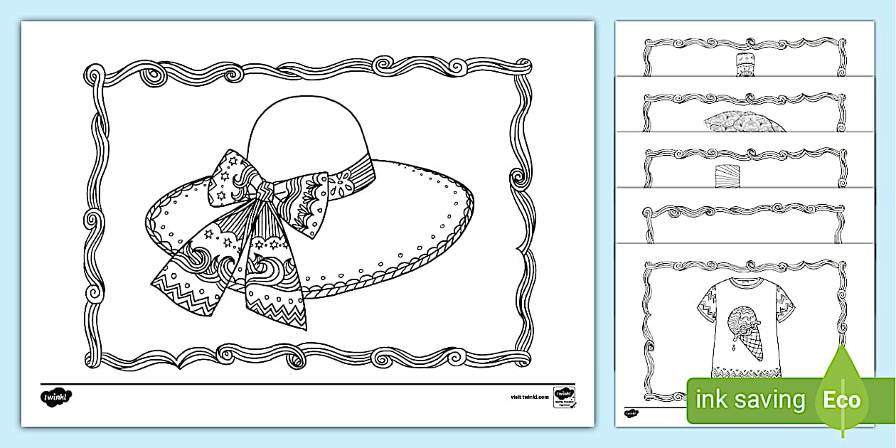 Sun Safety Mindfulness Colouring Pages - Twinkl