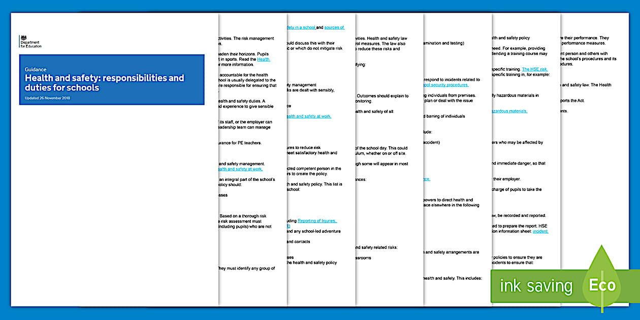 Health and Safety: Advice for Schools (Hecho por educadores)