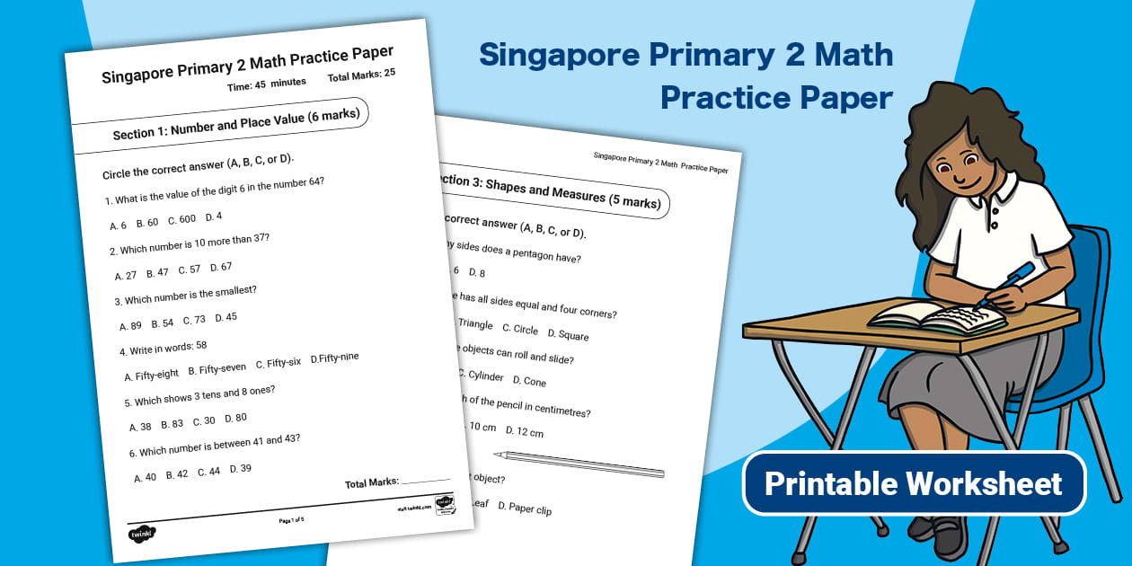 Singapore Primary 2 Math Practice Paper | Printable Assessment for Students
