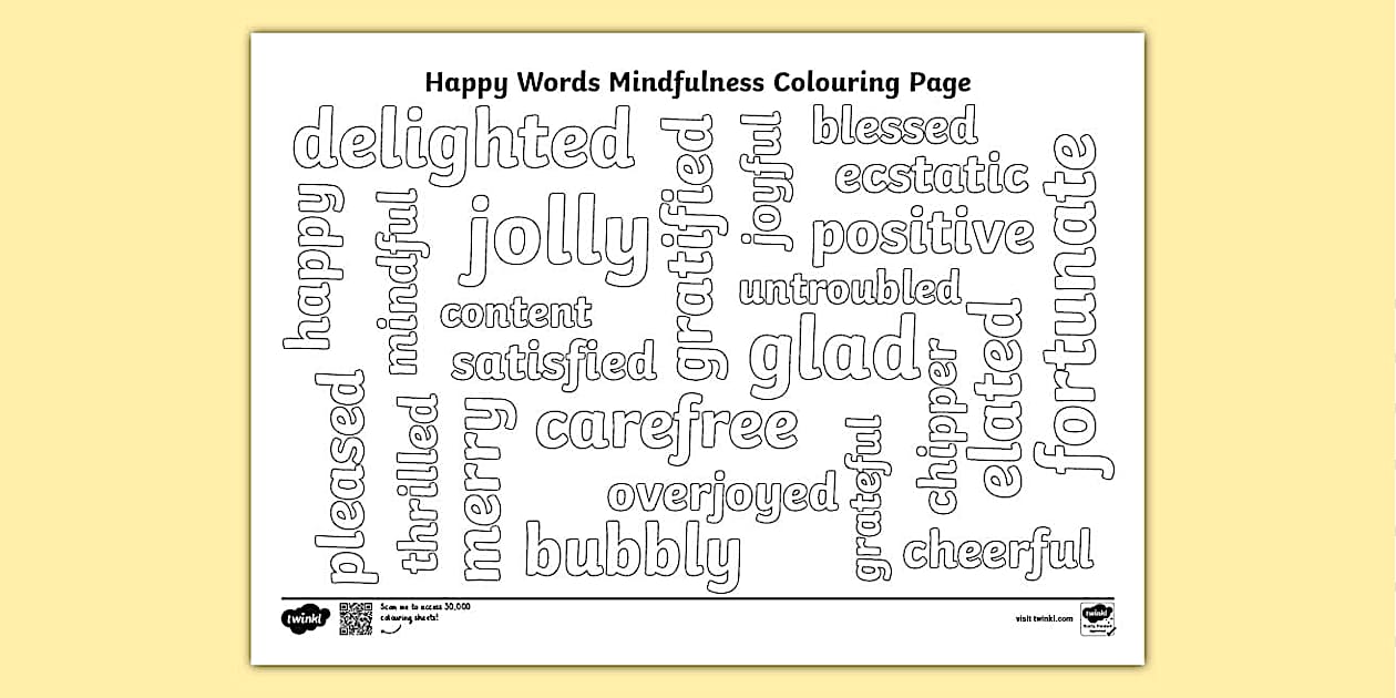 Happy Words Mindfulness Colouring Page (teacher made)