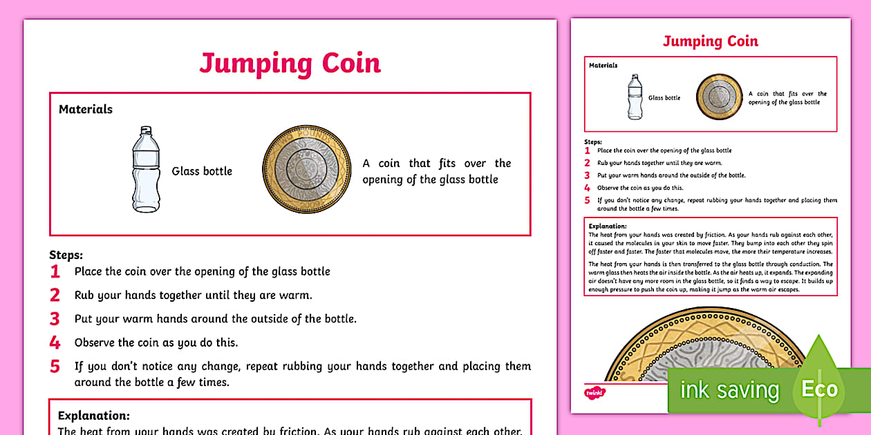 Jumping Coin and Bottle Science Experiment - Twinkl