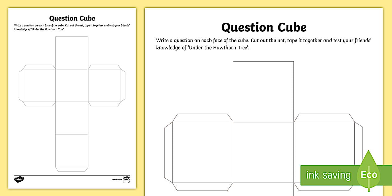 Question Cube Worksheet / Worksheet to Support Teaching on Under the ...