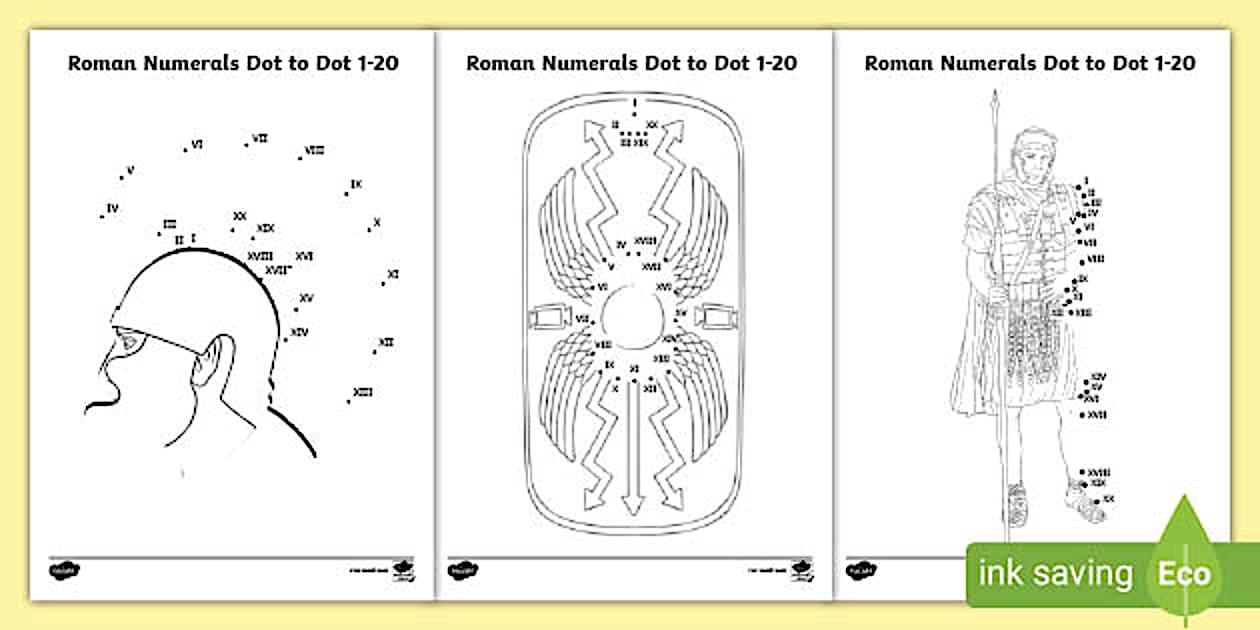 Roman Numerals up to 20 Dot to Dot (teacher made) - Twinkl