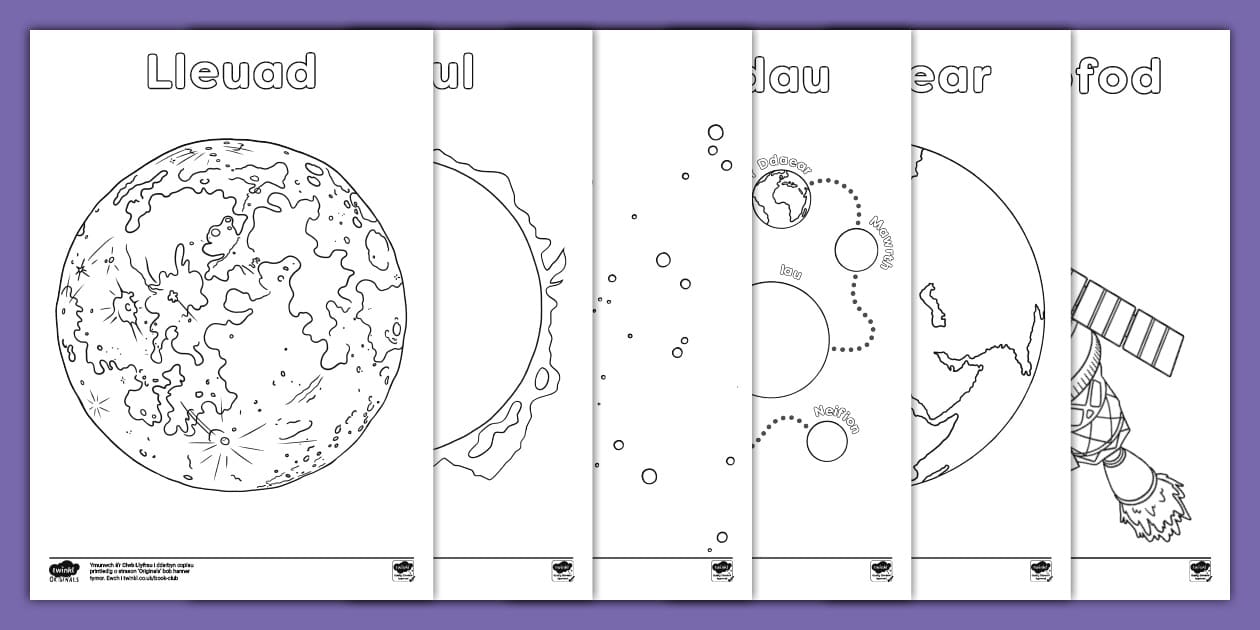 Y Gofod: Taflenni Lliwio Llun a Gair (teacher made) - Twinkl