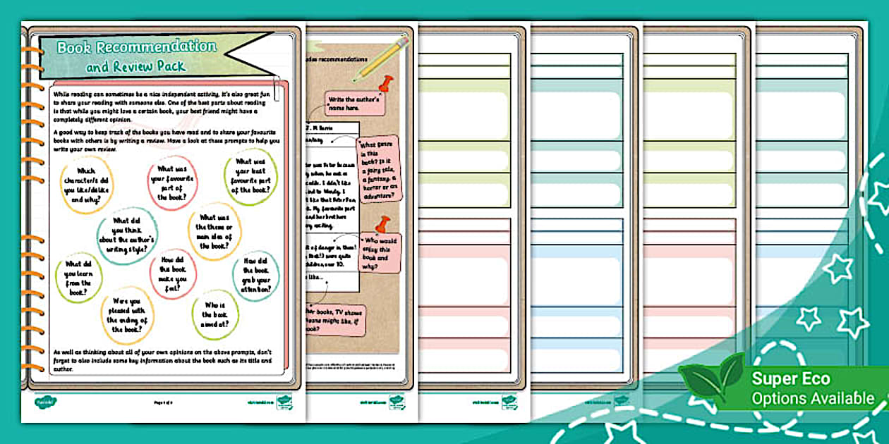 Book Recommendation and Review Pack (Ages 7 - 11)