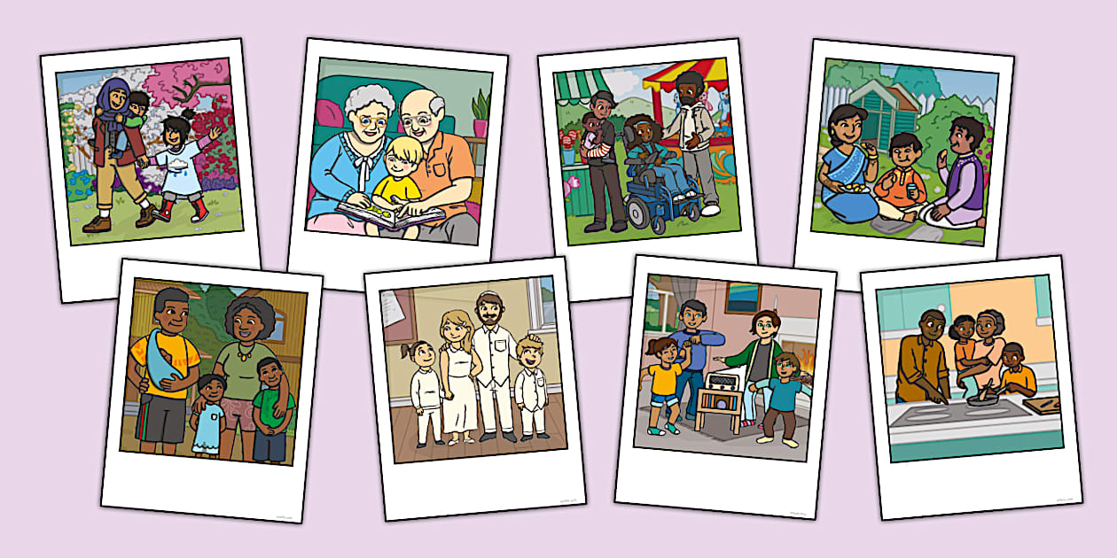 Family Instant Photo Style Display Images - Twinkl