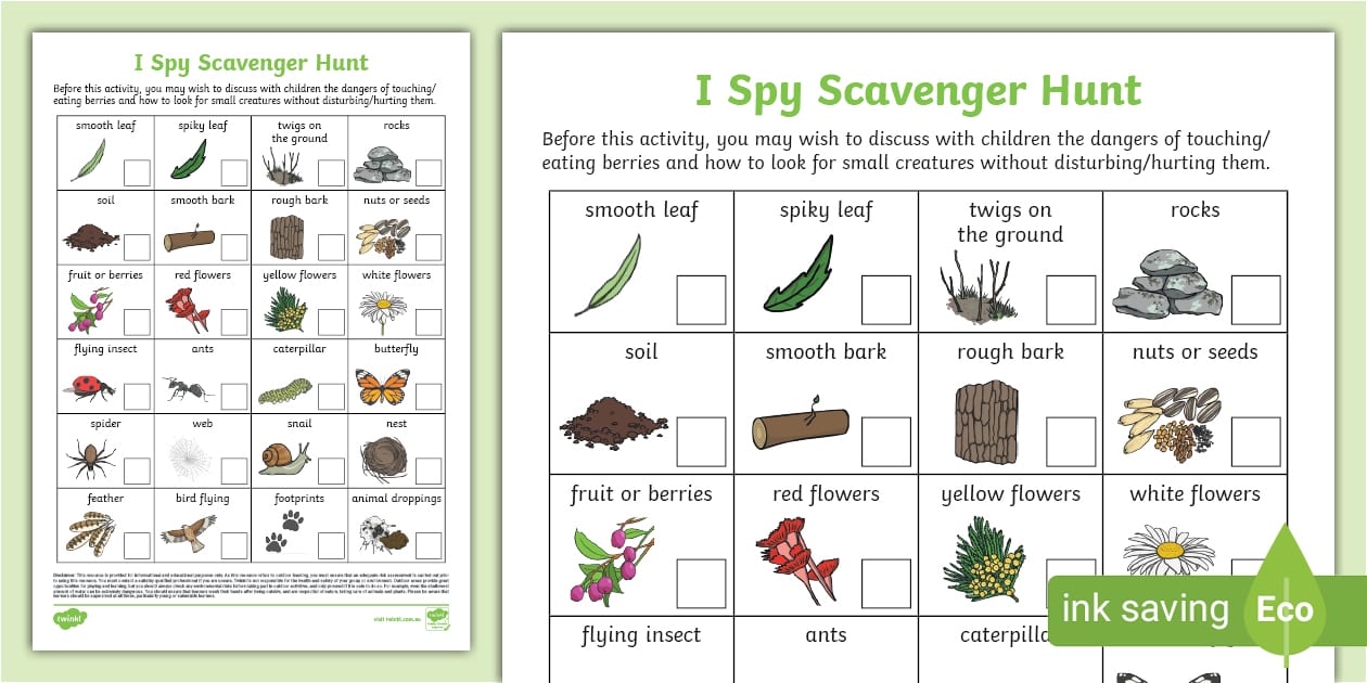 I Spy Scavenger Hunt | Nature Scavenger Hunt for Kids