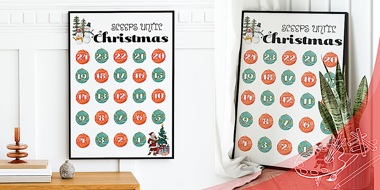 Sleeps Until Christmas Countdown Poster | Twinkl Art Gallery