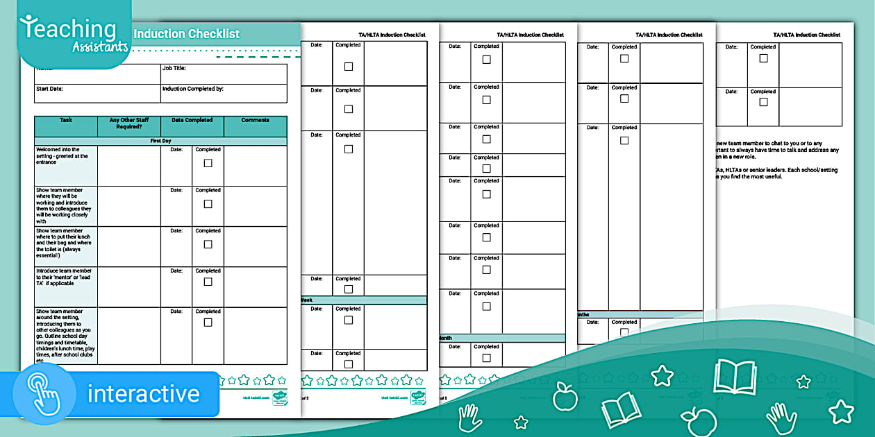 Editable TA/HLTA Induction Checklist (Teacher-Made) - Twinkl