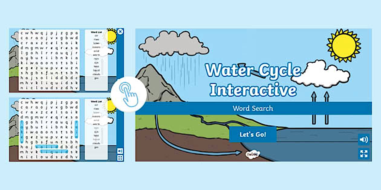 Water Cycle Interactive Word Search (teacher made) - Twinkl