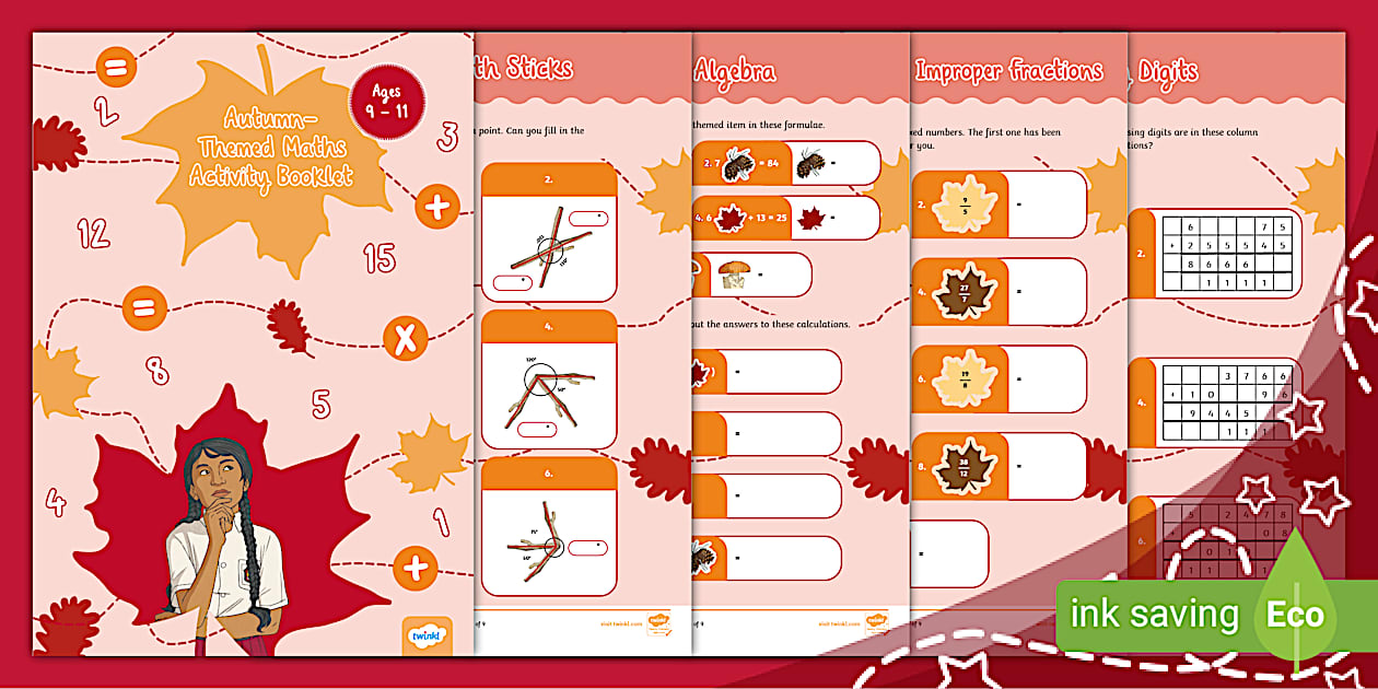 UKS2 Autumn-Themed Maths Activity Booklet (Ages 9 - 11)