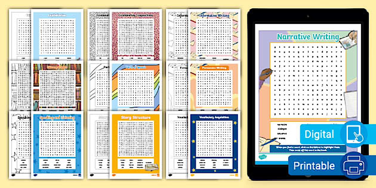 Third Grade English Language Arts Word Search Activity Pack