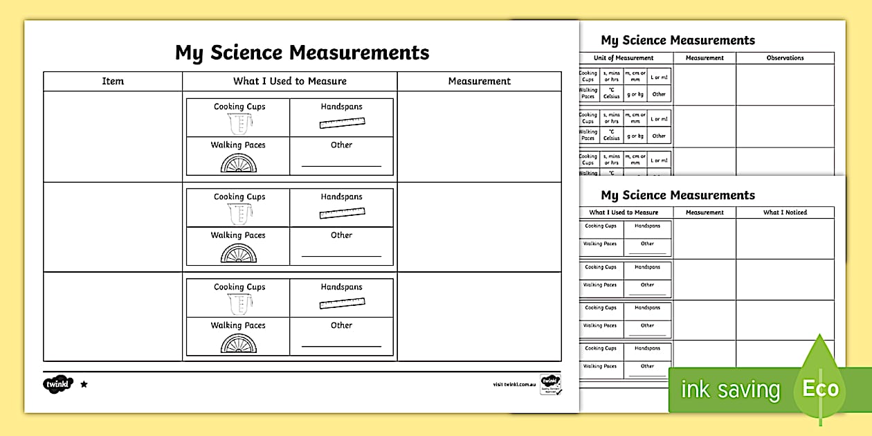 SA My Science Measurements Worksheet (teacher made) - Twinkl