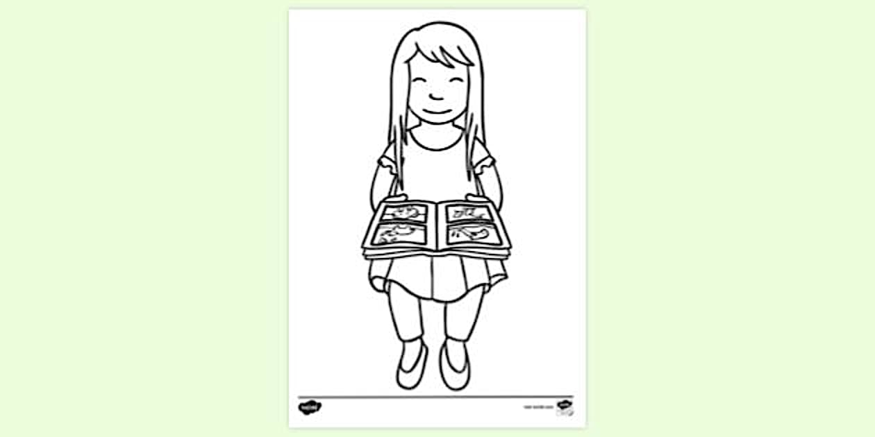 Child Sitting with Photo Album Colouring Sheet | Colouring