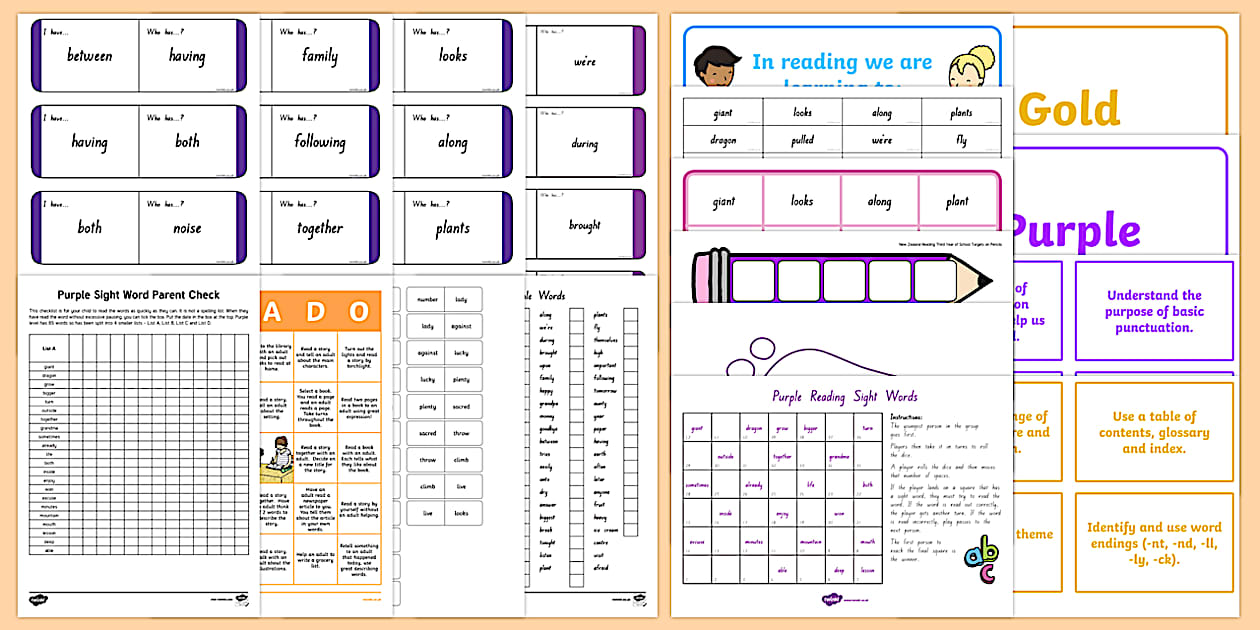 Purple Sight Words Resource Pack (teacher made) - Twinkl