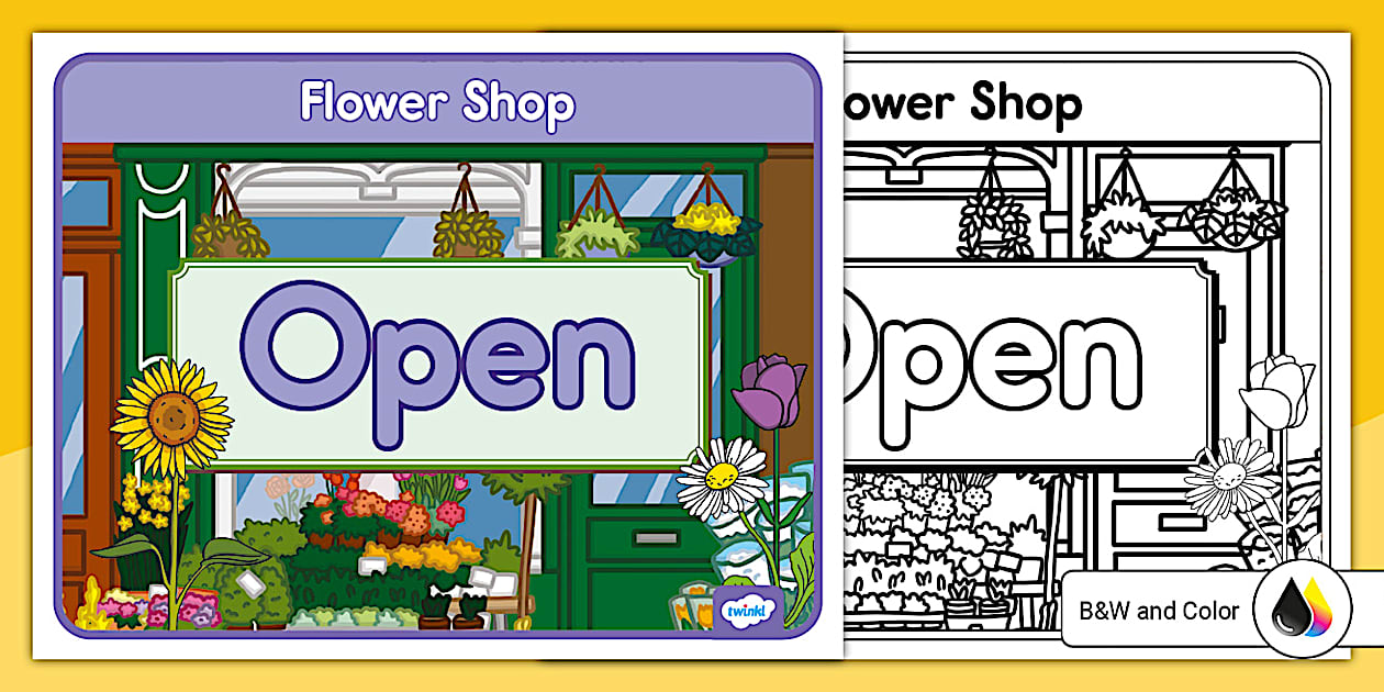 Flower Shop Dramatic Play Open Sign (teacher made) - Twinkl