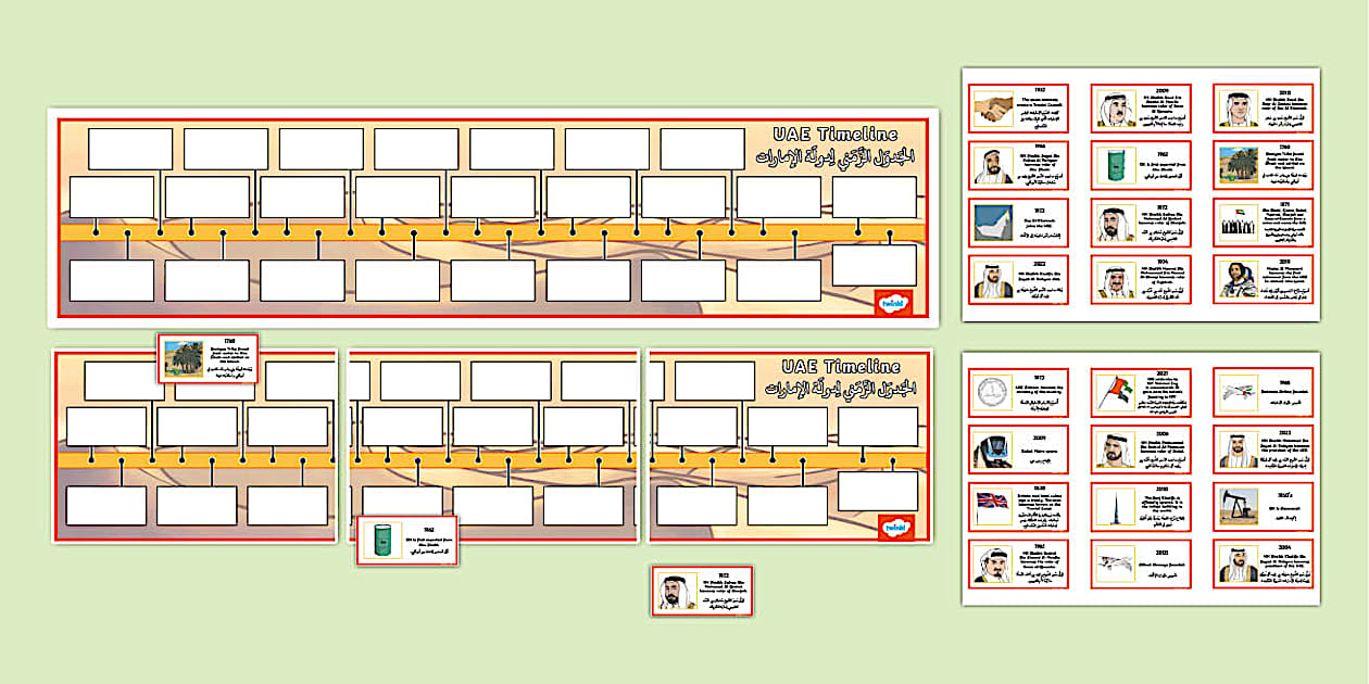 UAE Timeline Worksheet / Worksheets Arabic/English - Twinkl