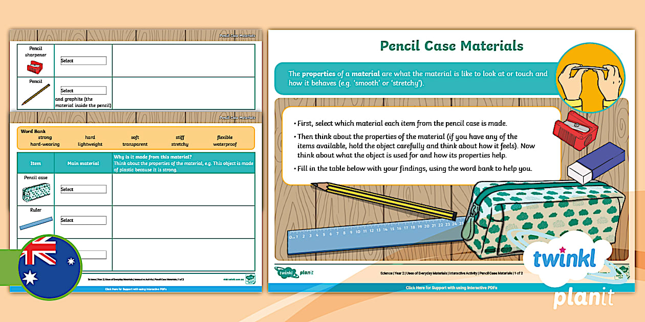 Year 2 Science Uses of Everyday Materials Interactive Activity 1