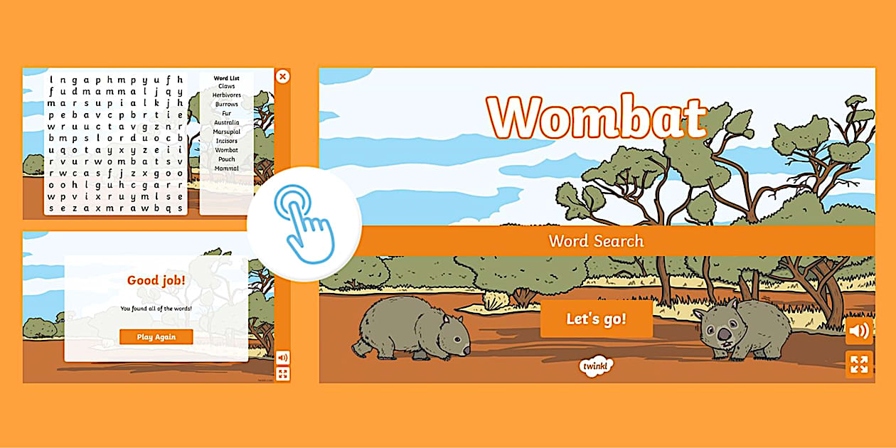 Interactive Wombat Word Search | Twinkl Puzzles | Wombats